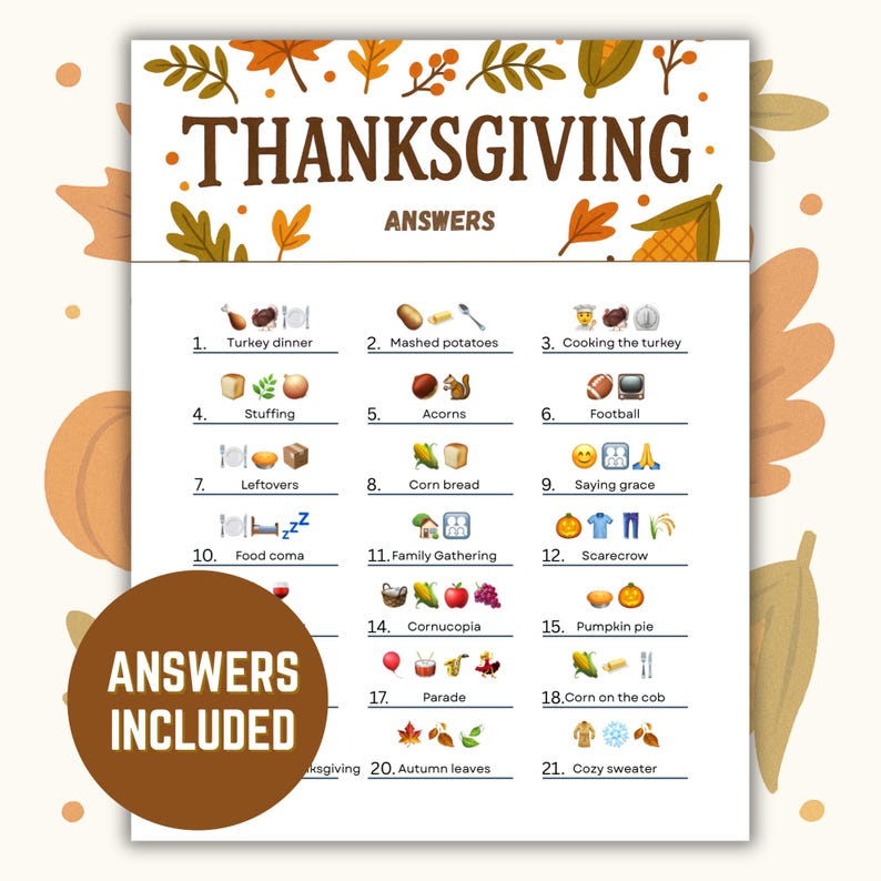 Thanksgiving Emoji Game, Emoji Pictionary, Printable Thanksgiving Party ...