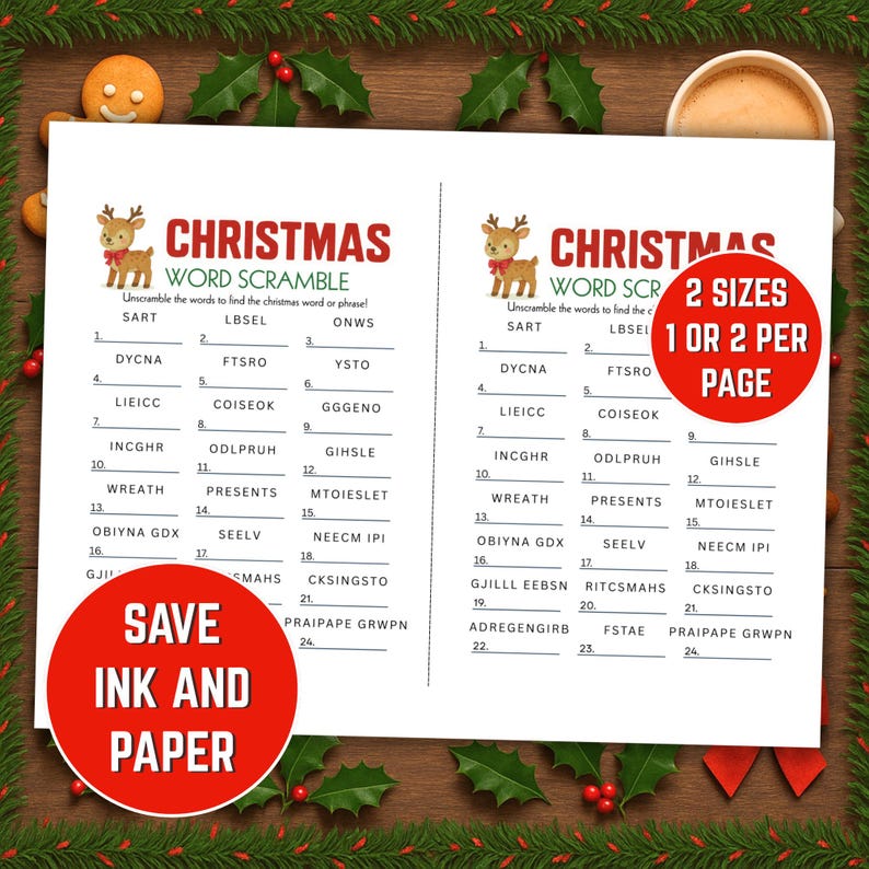 Christmas Word Scramble Game Printable Christmas Game Festive Party ...