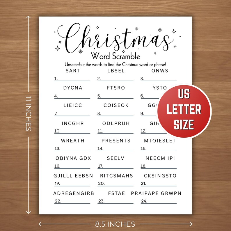 Christmas Word Scramble Game, Printable Christmas Emoji Game, Festive ...