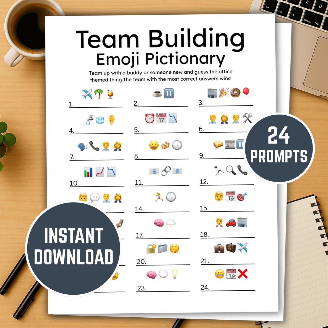 Team Building Emoji Game, Office Party Icebreaker Emoji Pictionary ...