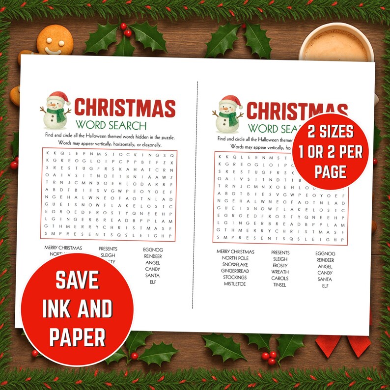 Christmas Word Search Game Printable Christmas Game Festive Party Game ...