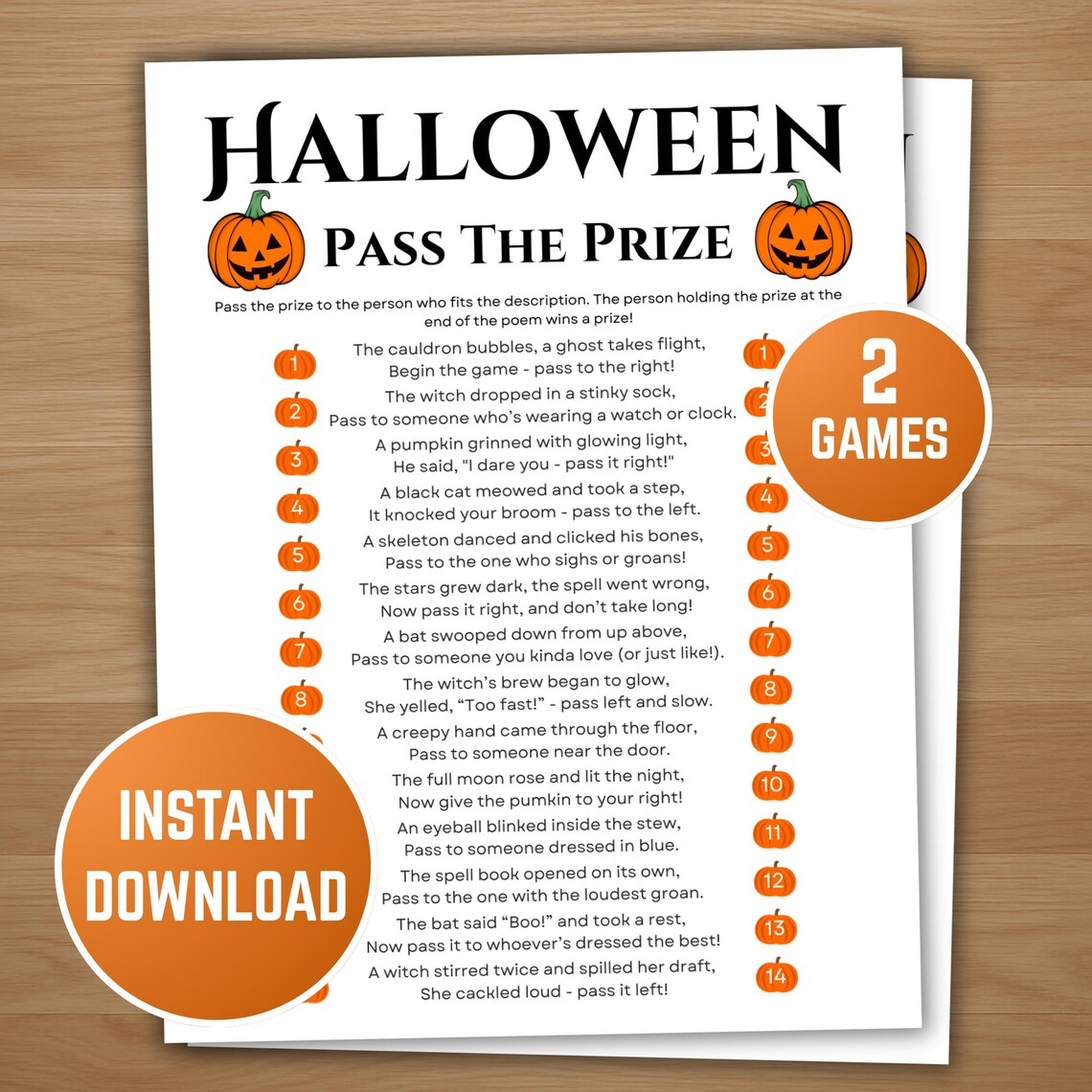 Halloween Pass the Prize Game, Spooky Printable Pass the Pumpkin Story ...
