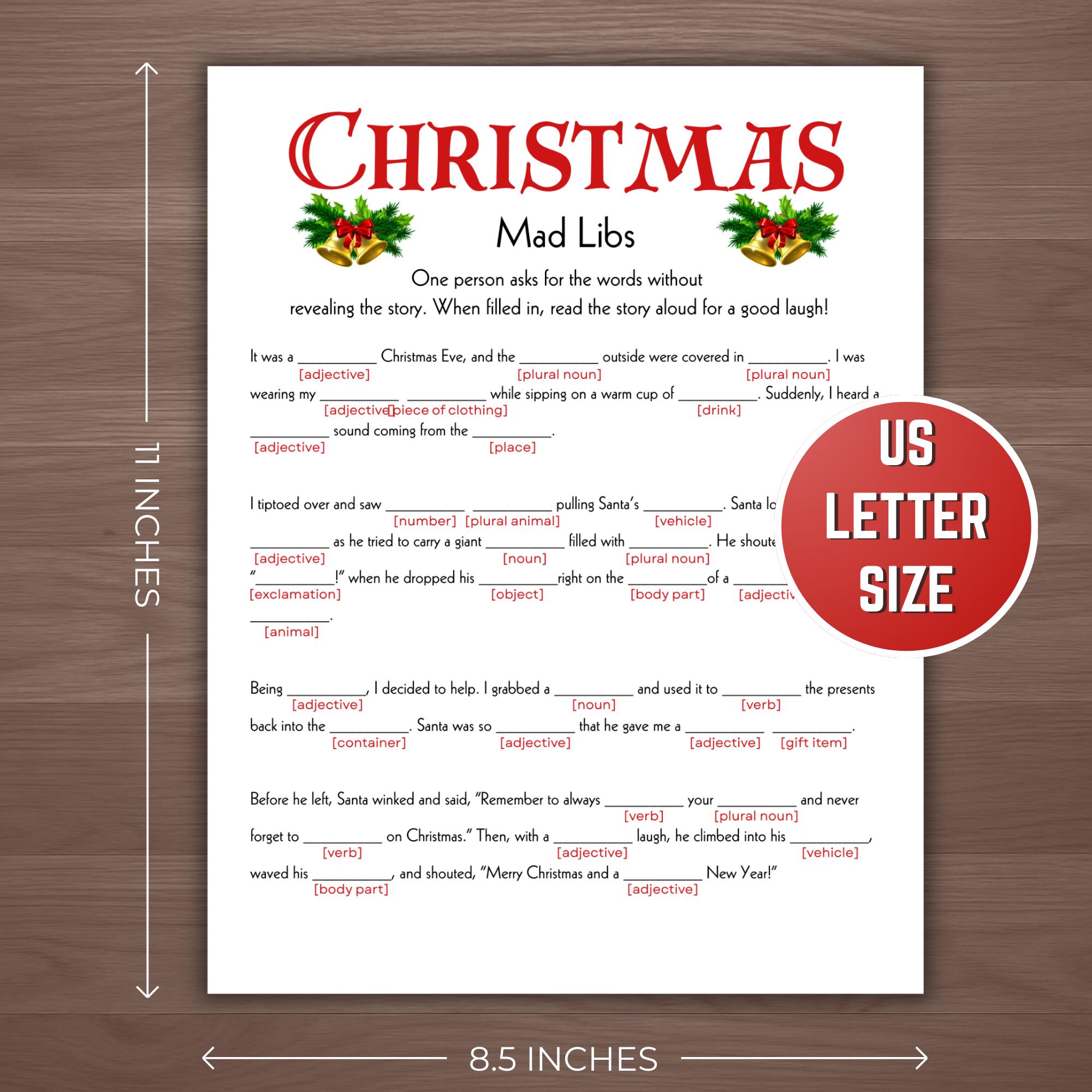 Christmas Mad Libs Game, Printable Mad Libs Party Game, Festive Story ...