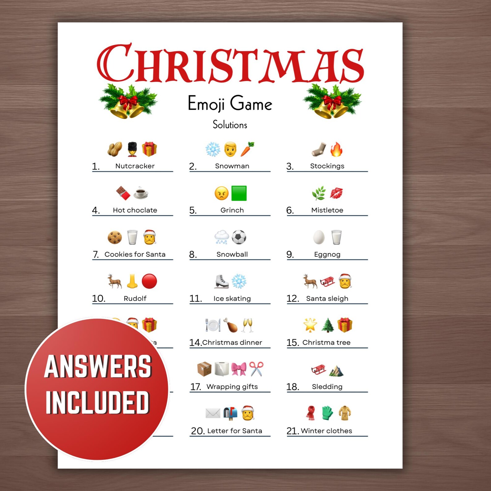 Christmas Emoji Game, Printable Festive Winter Game, Christmas Eve ...
