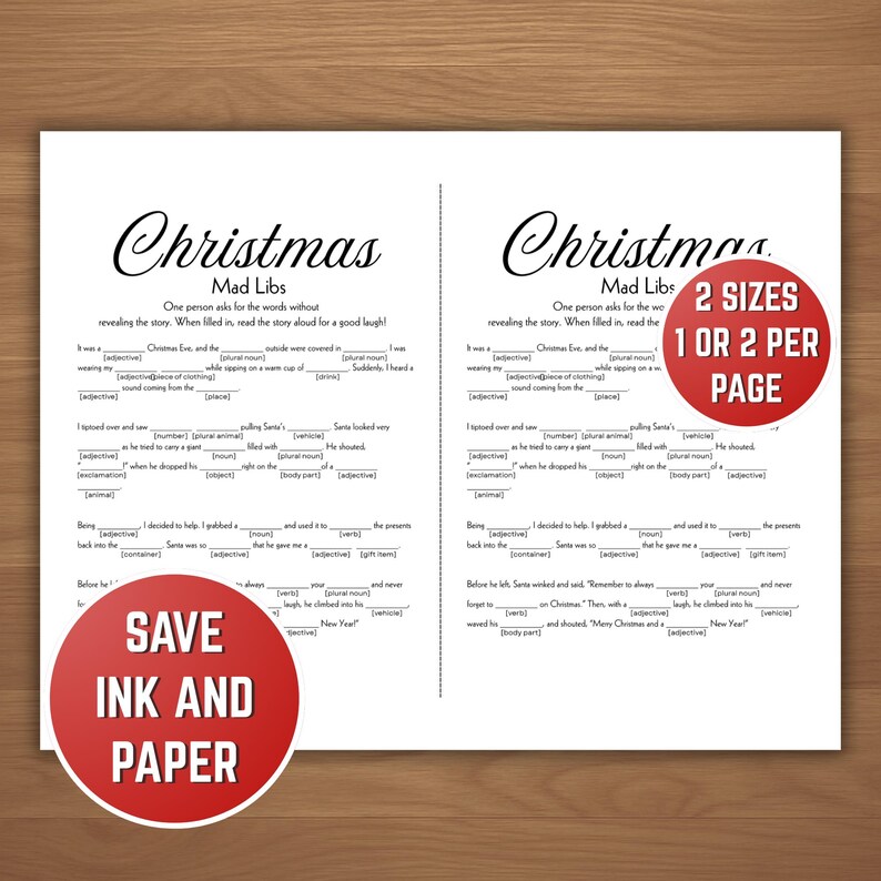 Christmas Mad Libs Game, Printable Mad Libs Party Game, Festive Story ...