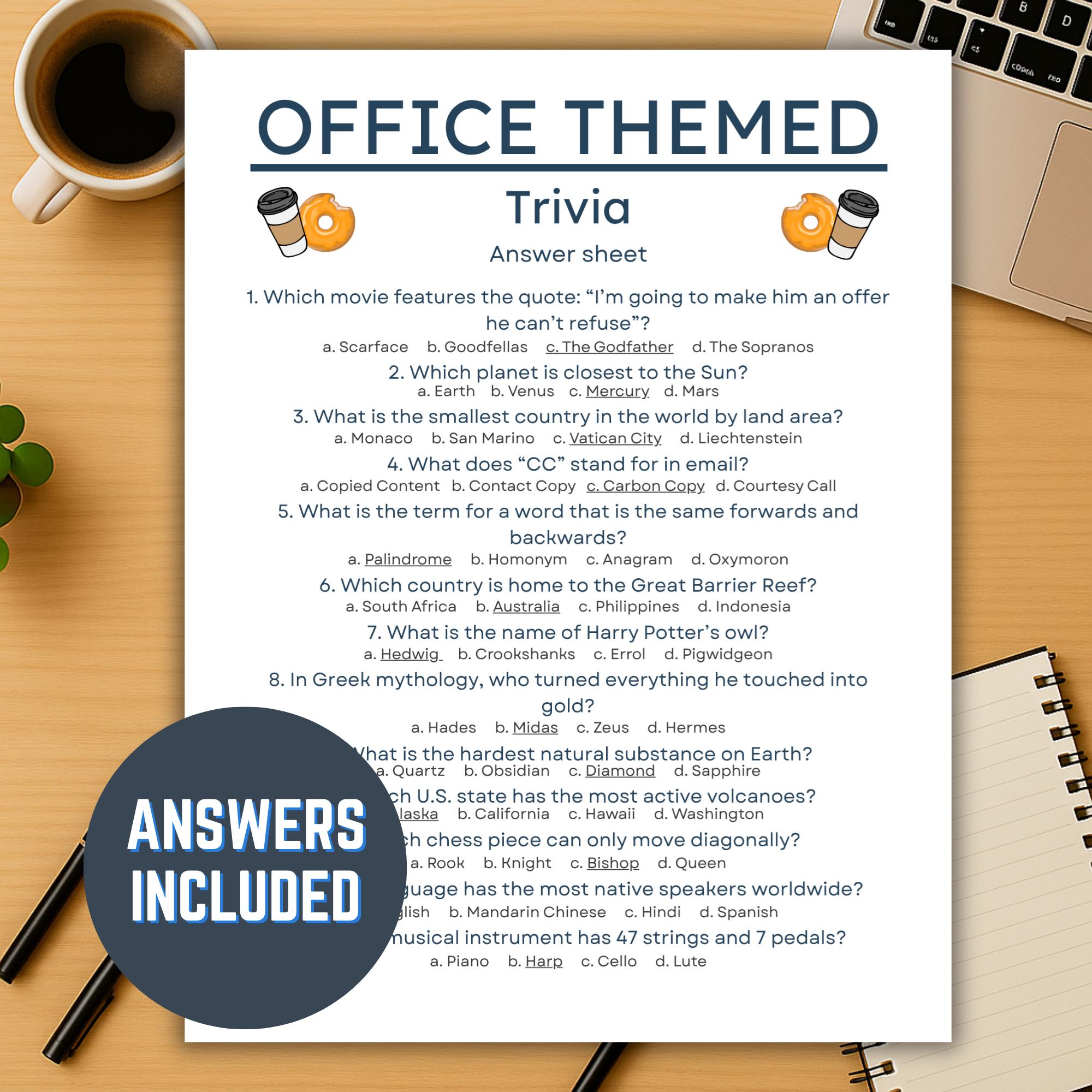 Team Building Trivia Game, Office Icebreaker Game, Get to Know You Game ...