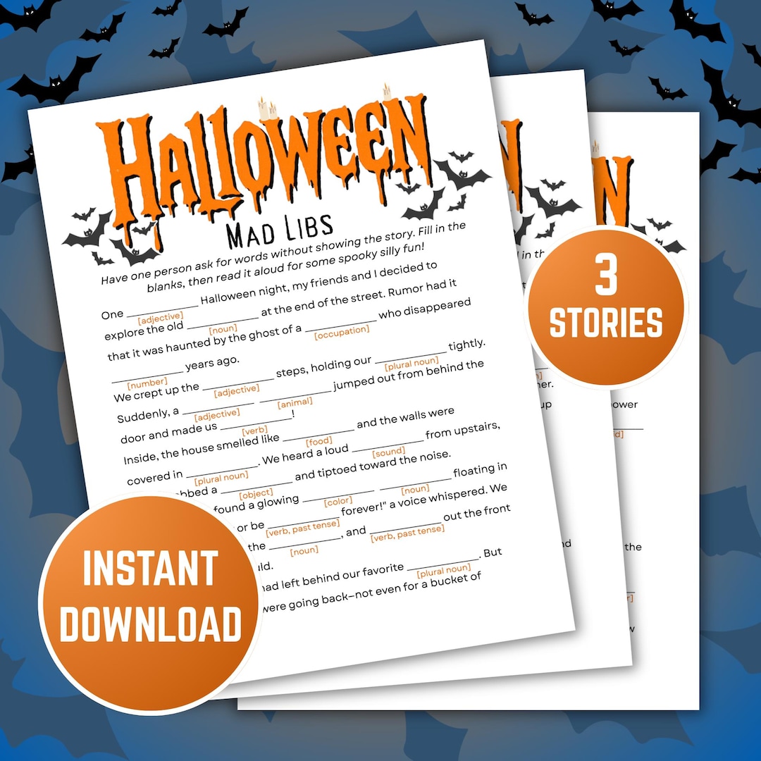 Halloween Mad Libs Game, Printable Spooky Story Game for Kids, Teens ...