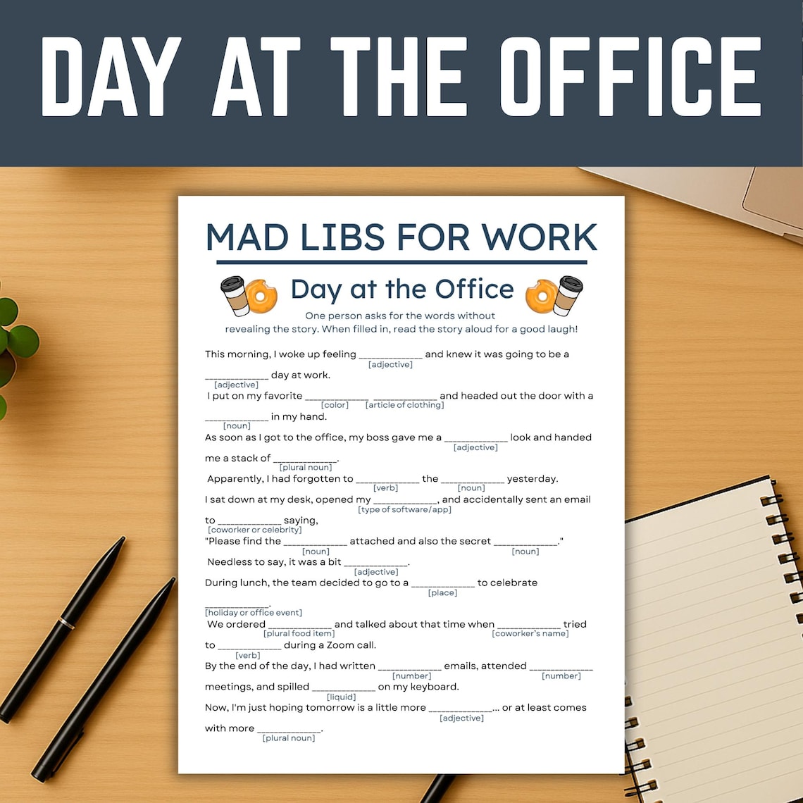 Mad Libs for Work Office Mad Libs Team Buidling Game Office Icebreaker ...