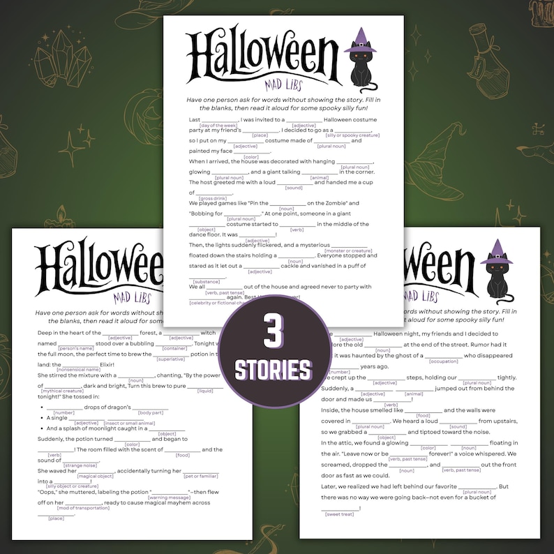 Halloween Mad Libs Game, Printable Spooky Story Game for Kids, Teens ...