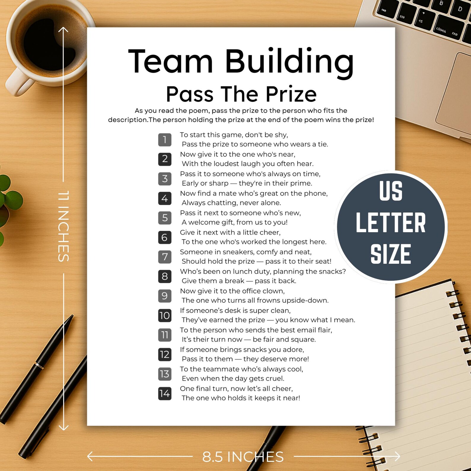 Team Building Pass the Prize Game Printable, Fun Office Icebreaker Work ...