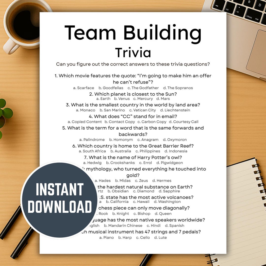 Team Building Trivia Game, Office Icebreaker Game, Get to Know You Game ...