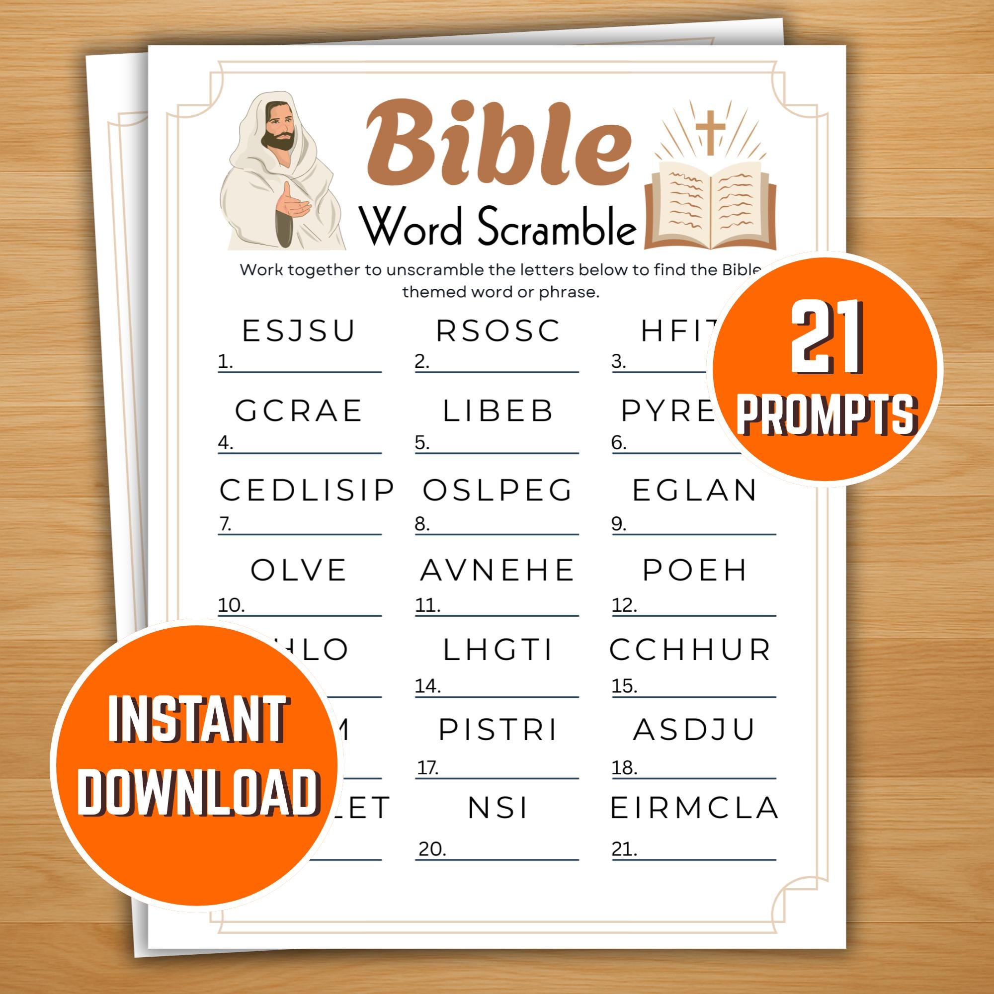 Bible Word Scramble Game Printable Church Game Emoji Pictionary Bible