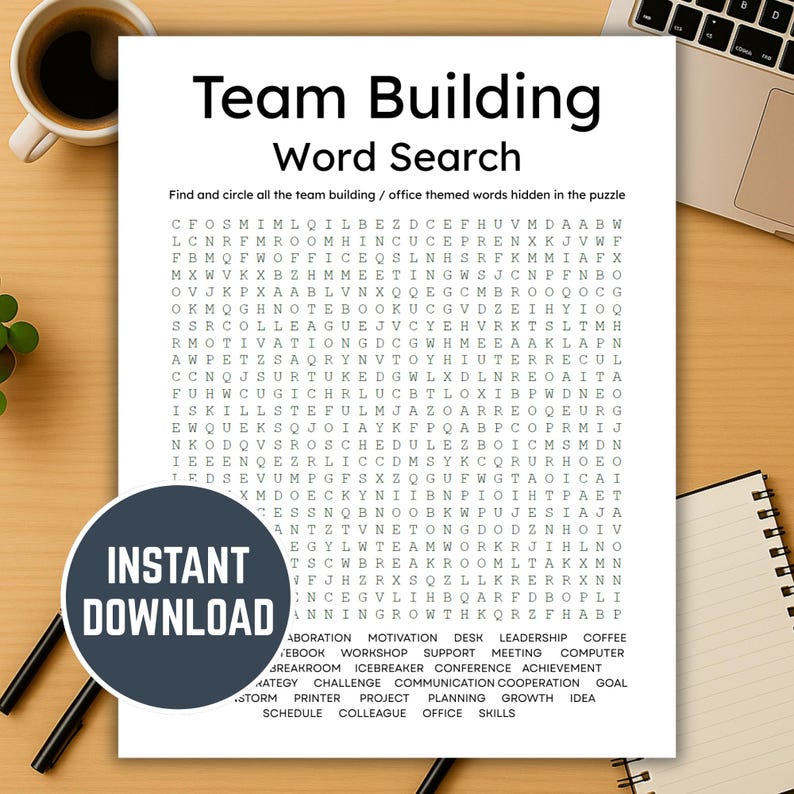 Team Building Word Search Game, Office Icebreaker Printable, Fun ...