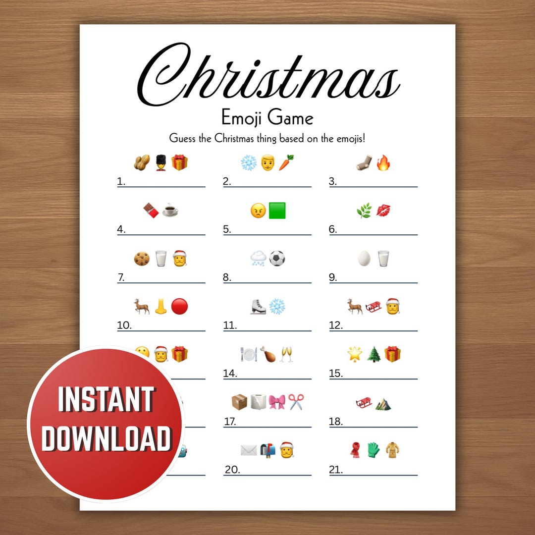 Christmas Emoji Game, Christmas Eve Emoji Pictionary for Kids & Adults ...