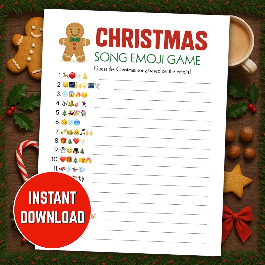 Christmas Song Emoji Game Printable, Guess the Holiday Song Party Game ...
