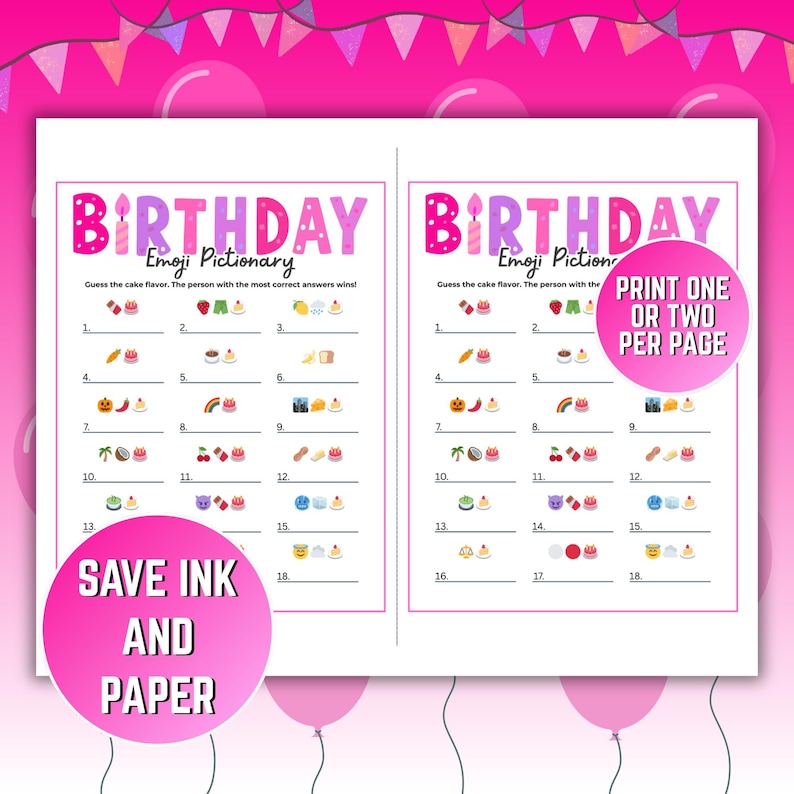 Birthday Emoji Game Printable, Fun Guess the Cake Flavour Party Quiz ...