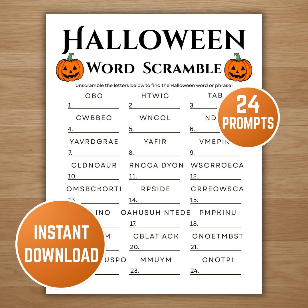 Halloween Word Scramble Game, Spooky Printable Puzzle for Kids and ...