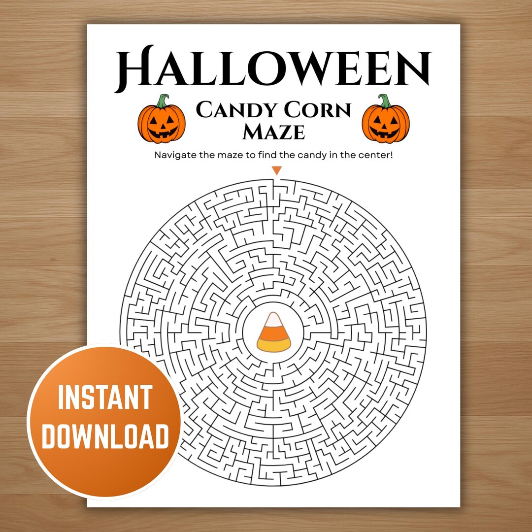 Halloween Maze Game, Candy Corn Maze Activity, Spooky Halloween Game ...