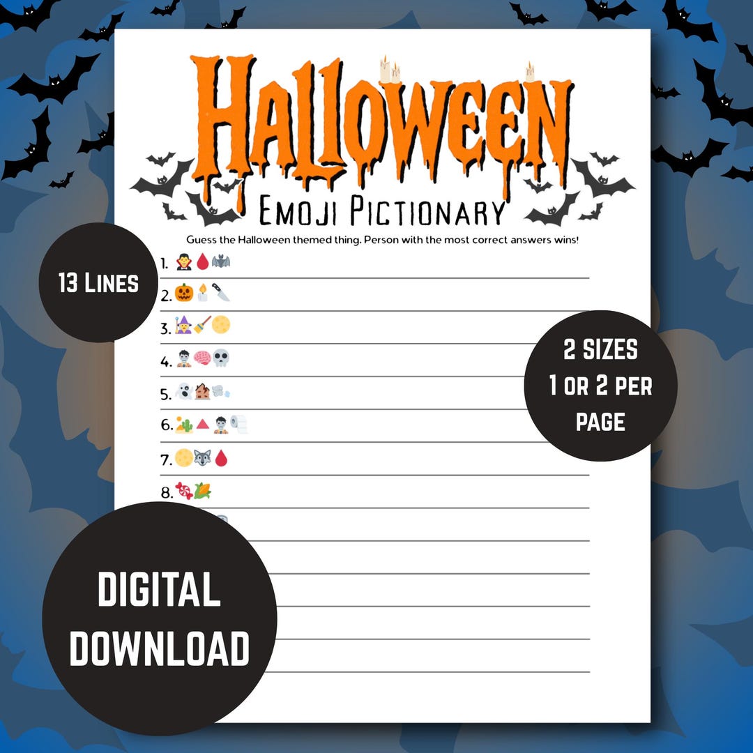 Halloween Emoji Game - Printable Halloween Party Game for Kids, Teens ...