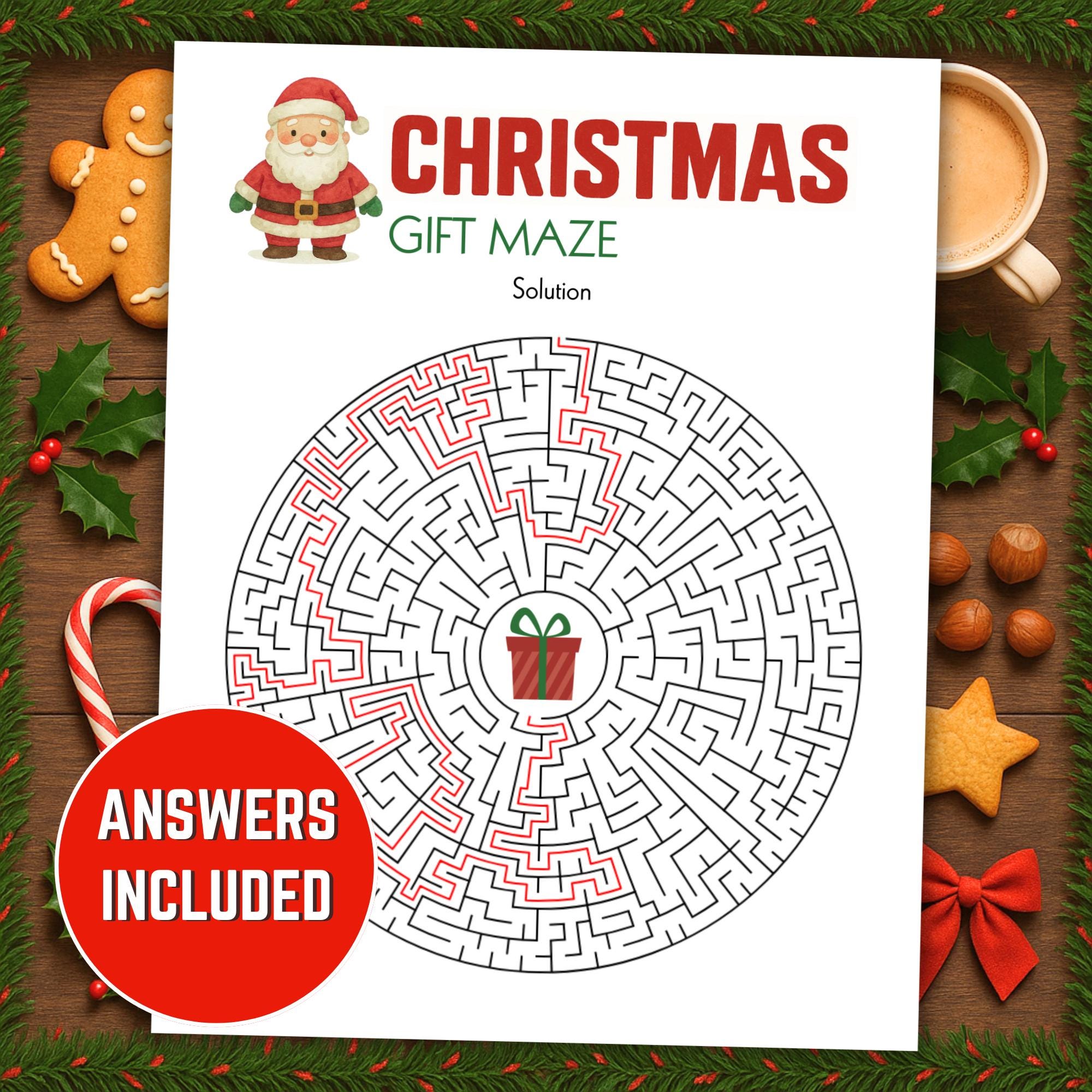 Christmas Maze Game, Printable Christmas Game, Fun Holiday Game Night ...