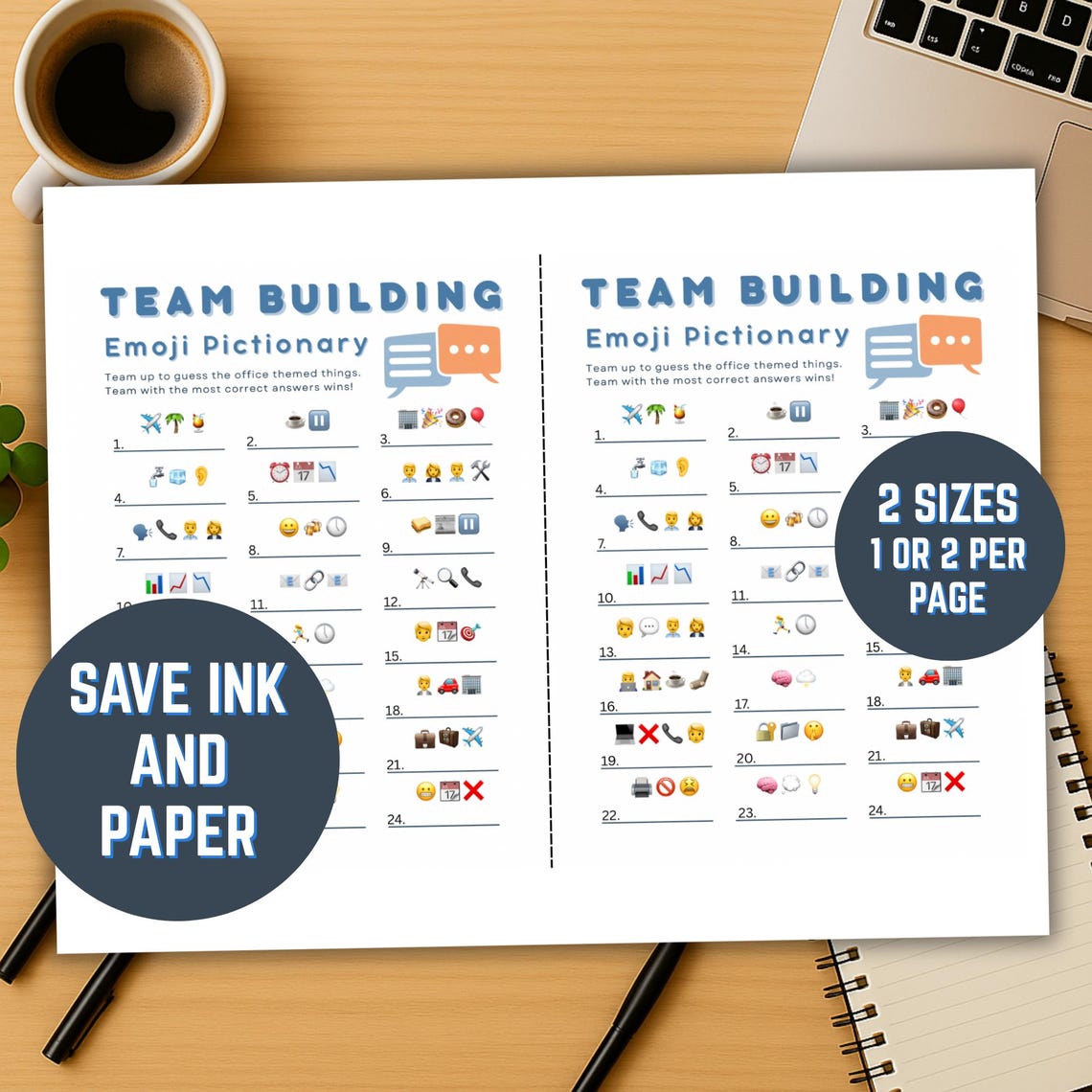 Team Building Emoji Game Printable, Fun Office Themed Interactive Work ...