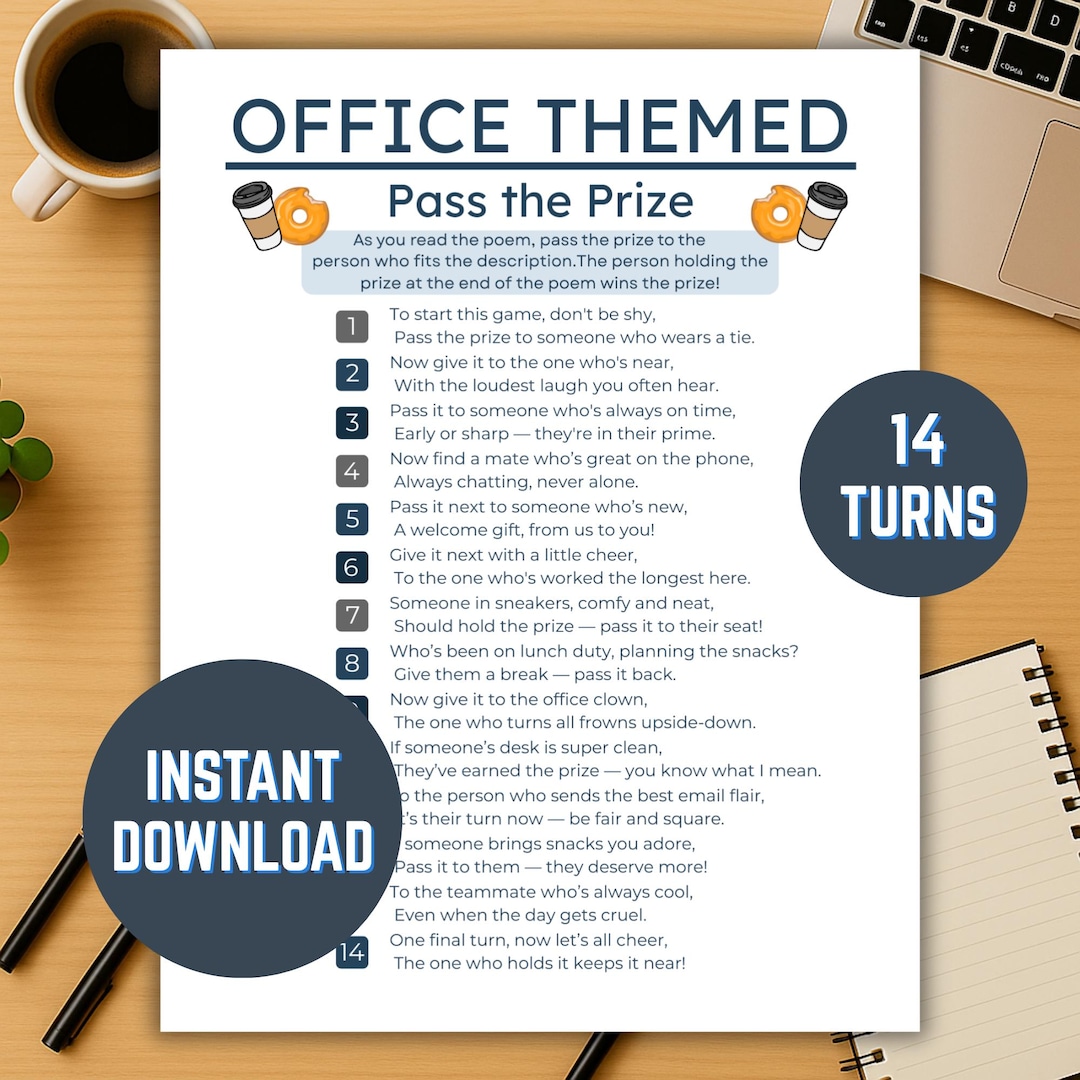 Office Pass the Prize Game Printable, Fun Team Building Icebreaker Work ...