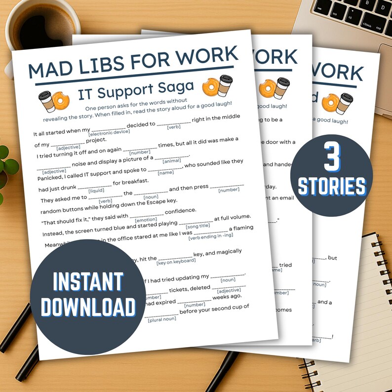Mad Libs for Work Office Mad Libs Team Buidling Game Office Icebreaker Get to Know You Game ...