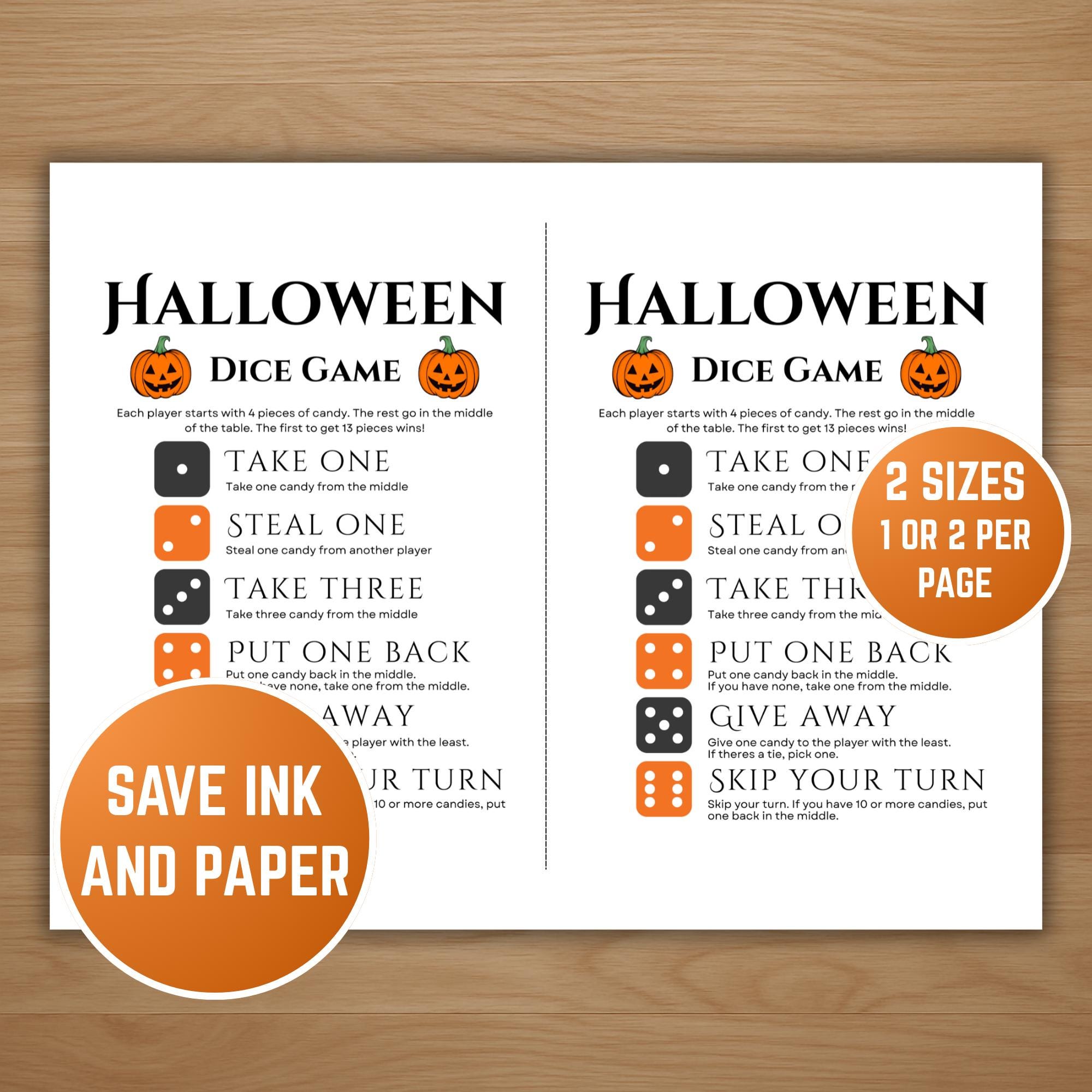 Halloween Candy Dice Game, Spooky Printable Trick-or-treat Party ...