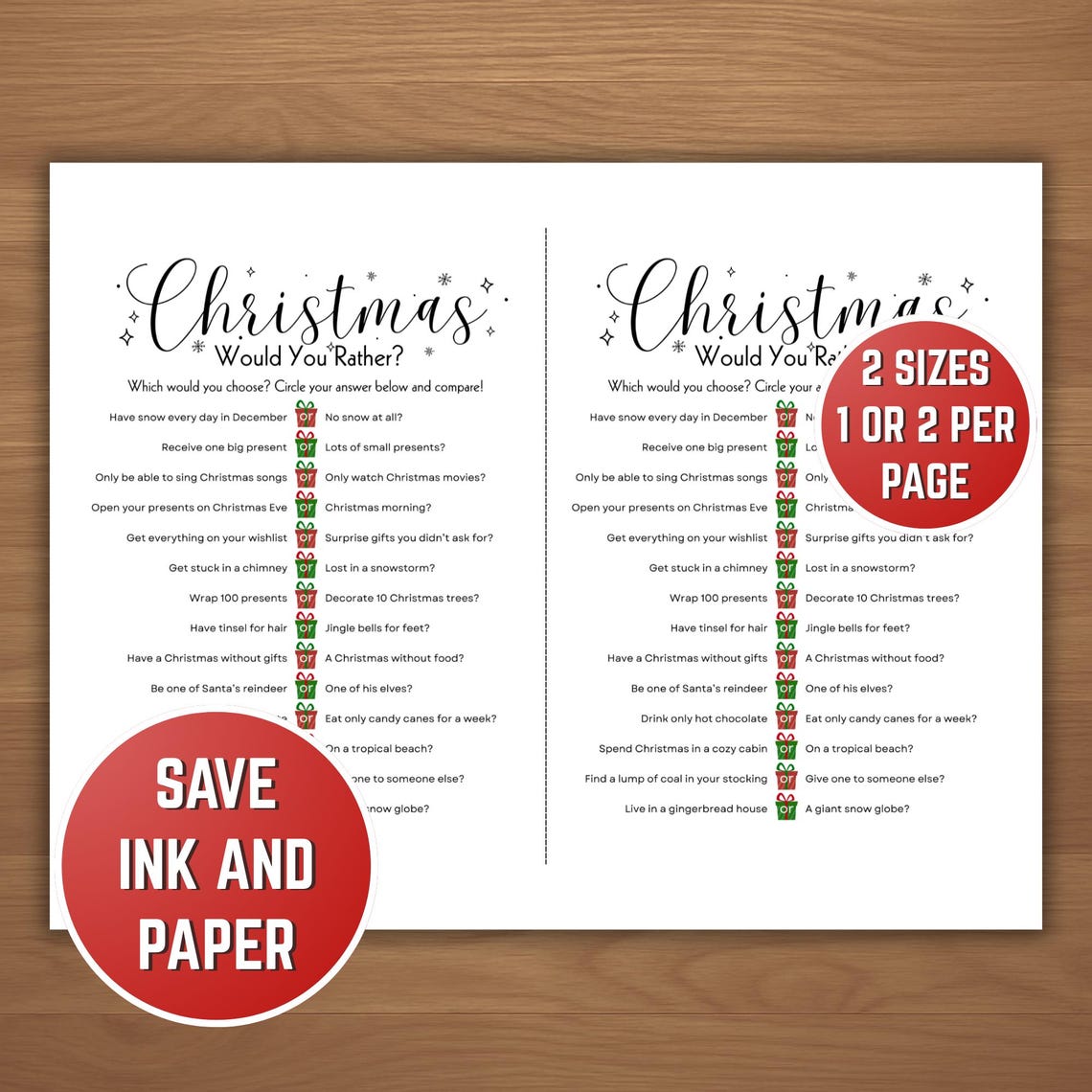 Christmas Would You Rather Game Printable, Festive Party Game for Kids ...