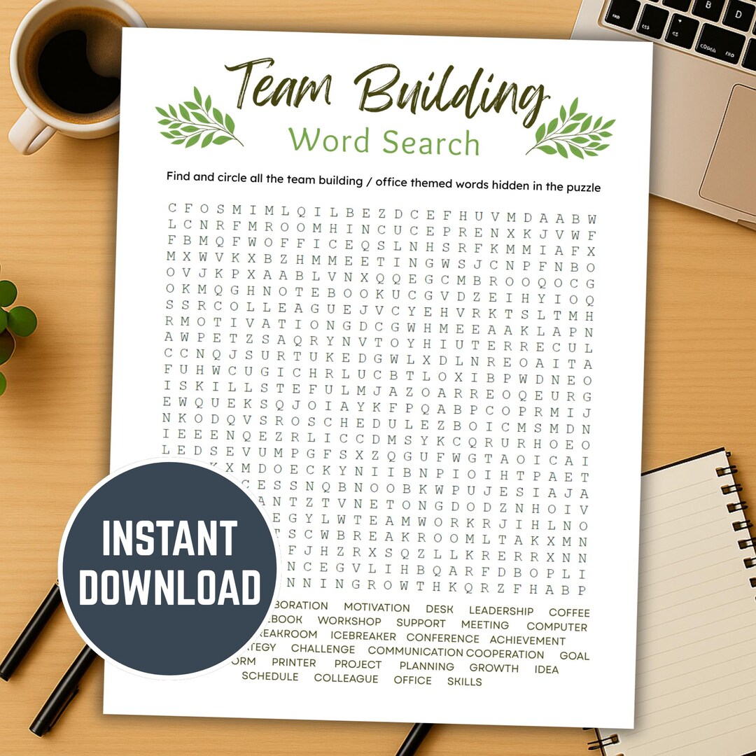 Team Building Game, Relaxing Word Search Activity for the Office, Fun ...