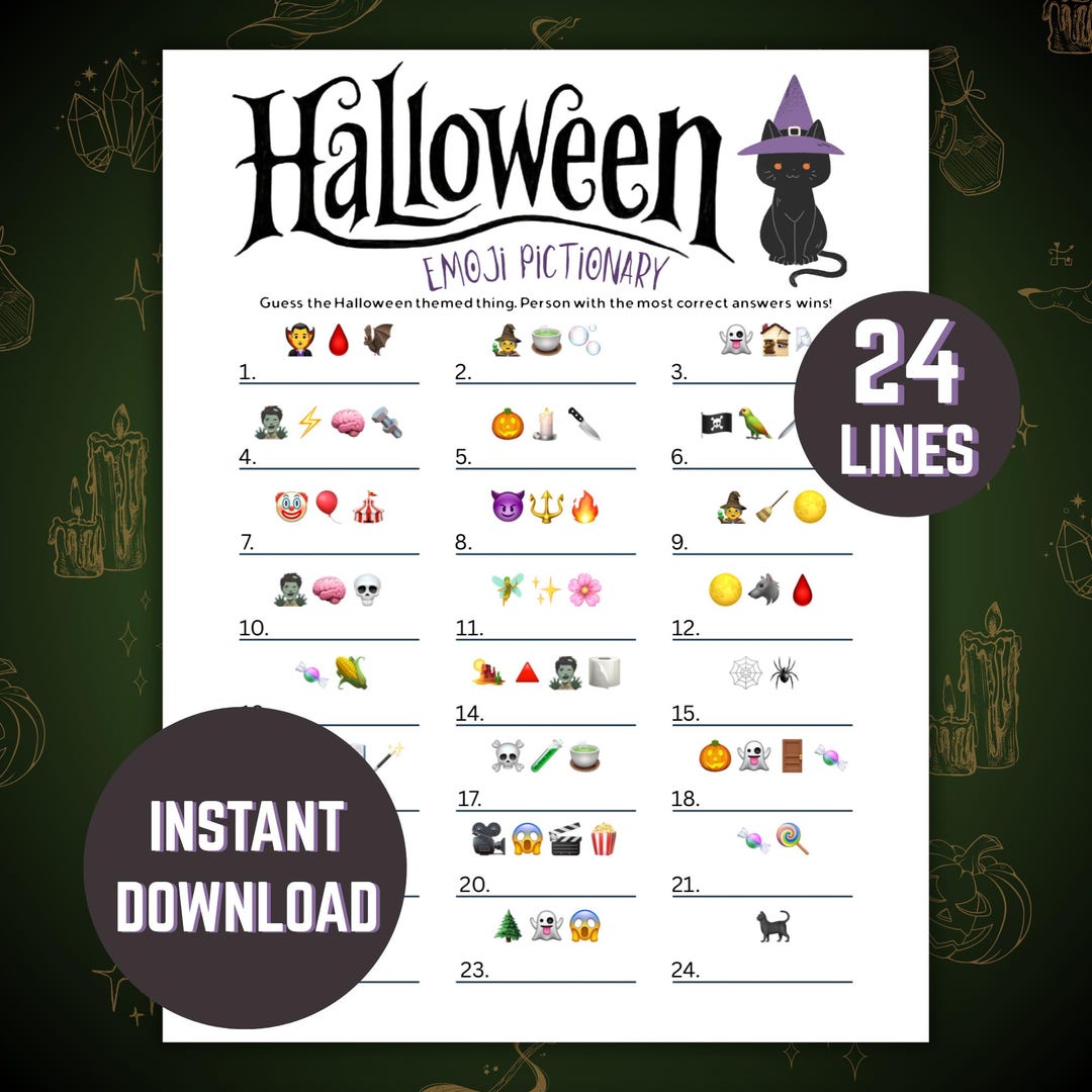 Halloween Emoji Game, Creepy Printable Guess Halloween Party Activity ...
