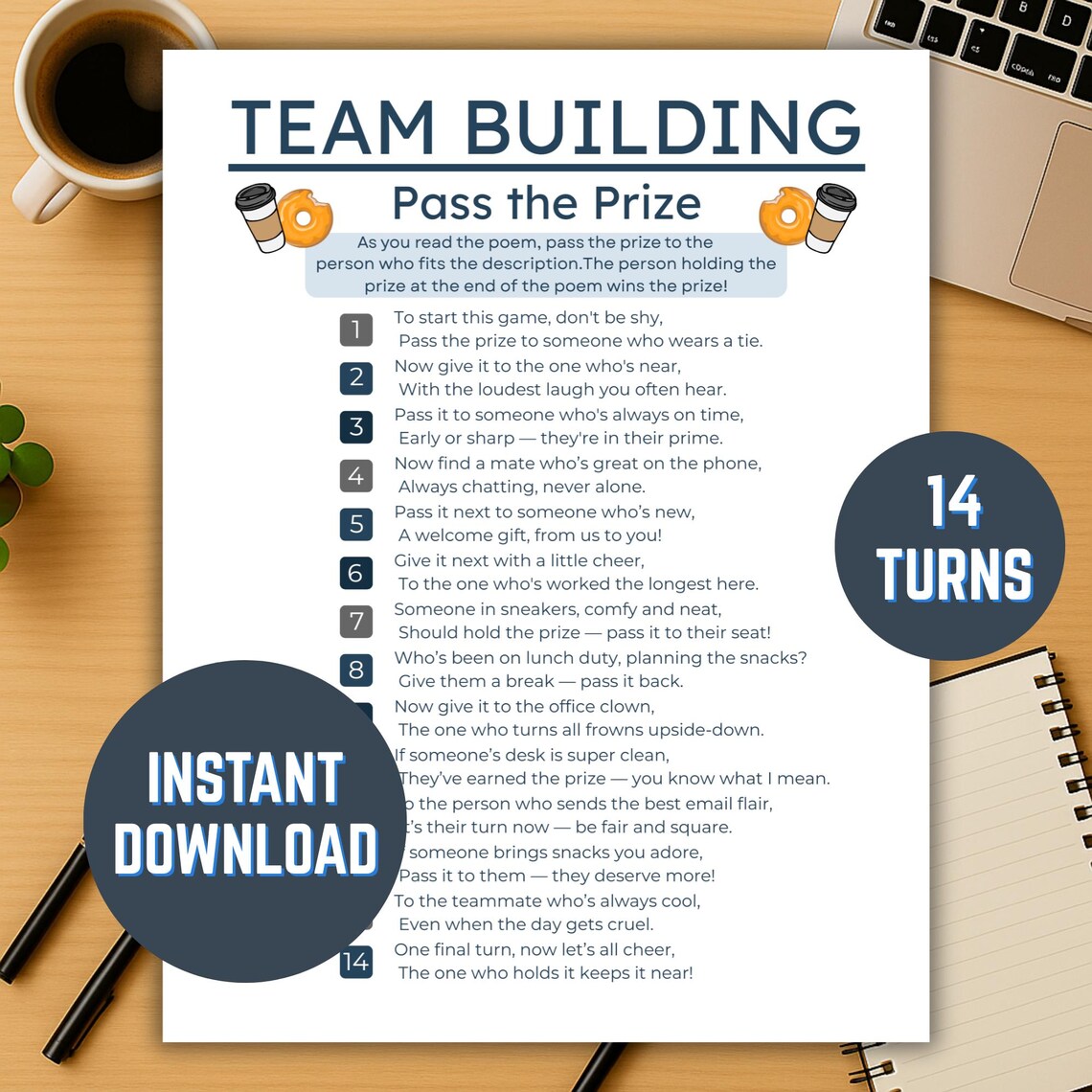 Team Building Pass the Prize Game Printable, Fun Office Icebreaker Work ...