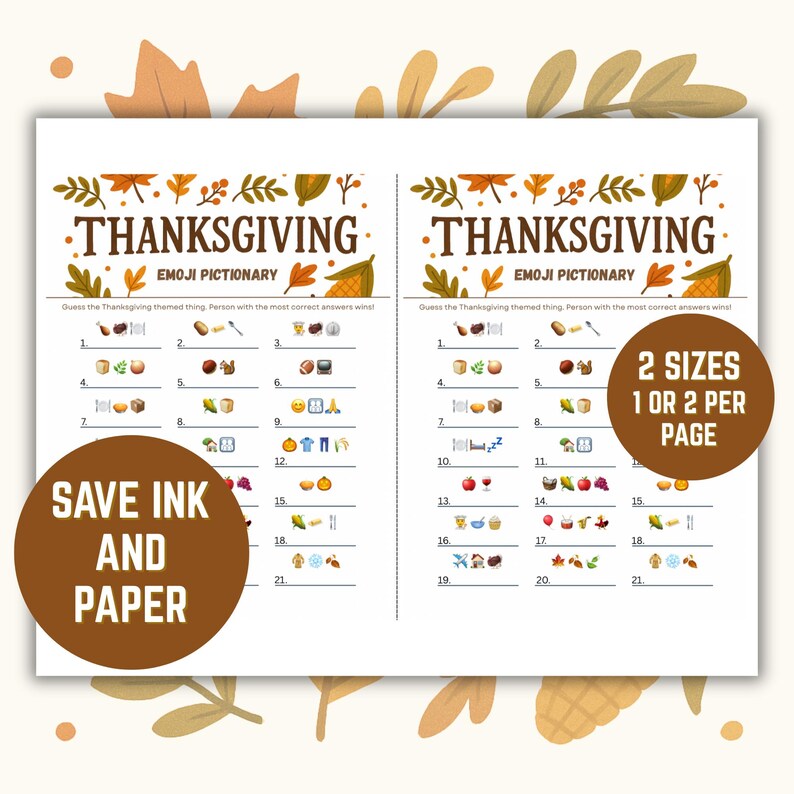 Thanksgiving Emoji Game, Emoji Pictionary, Printable Thanksgiving Party ...