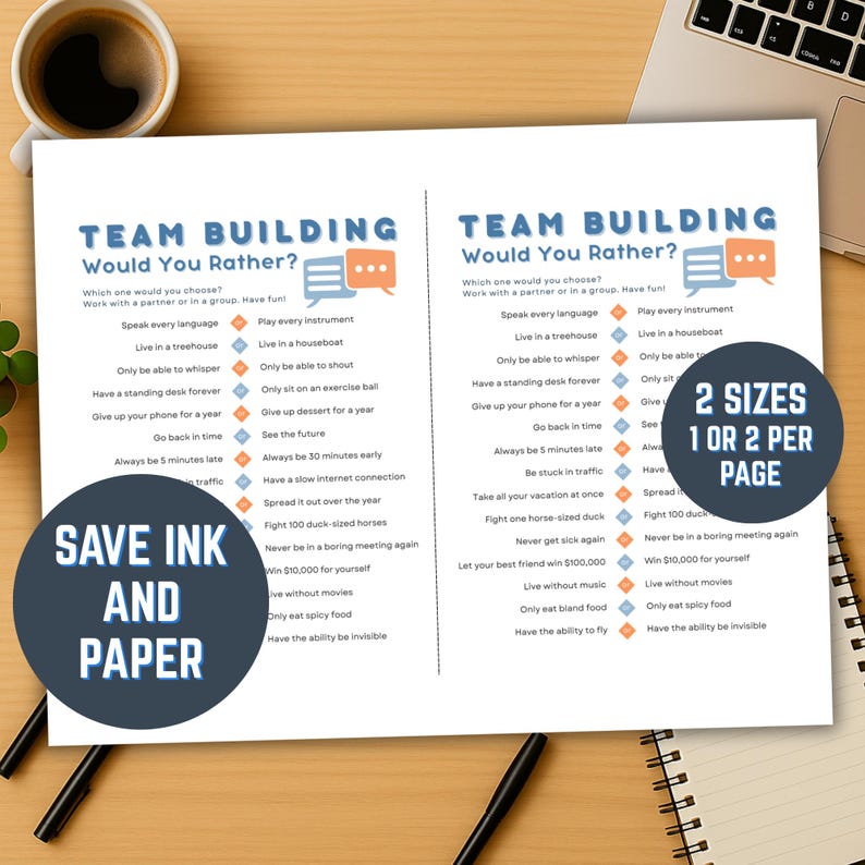 Team Building Would You Rather Game Printable, Office Themed Work Game ...