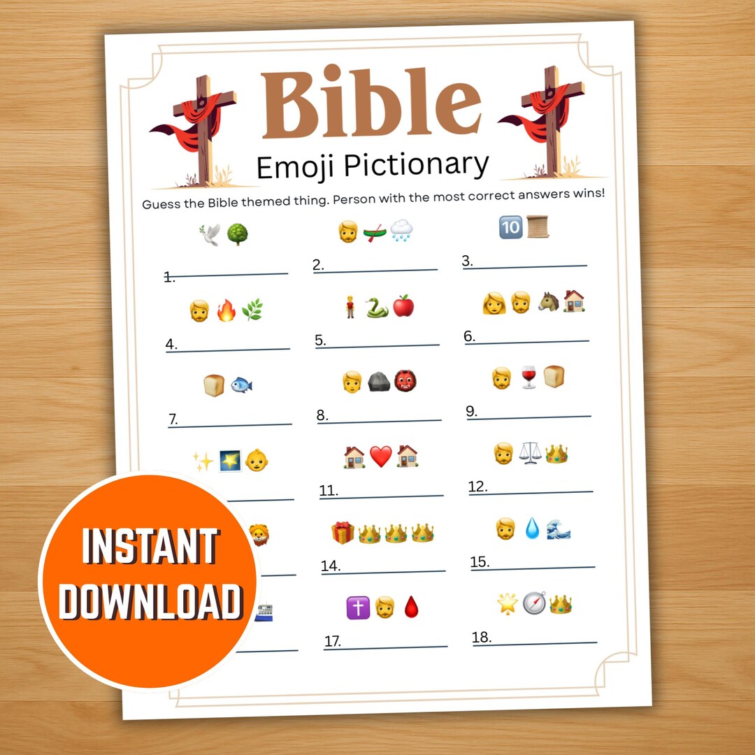 Bible Emoji Game Printable Church Game Emoji Pictionary Bible Game ...