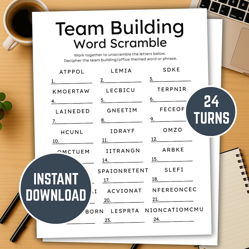 Team Building Word Scramble Game, Printable Work Activity, Corporate ...