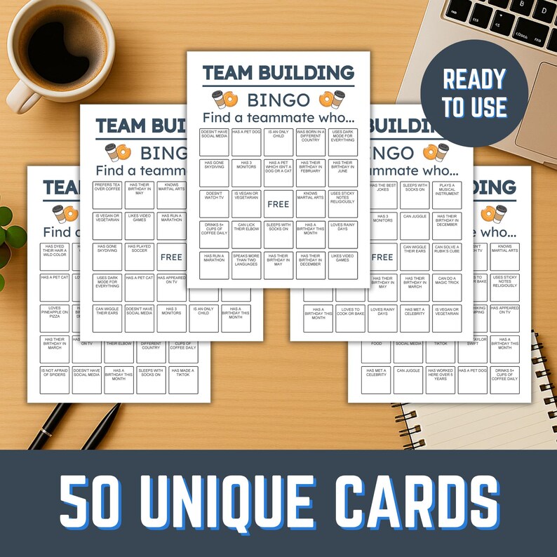 Team Building Bingo, Office Bingo, Get to Know You Bingo, Printable ...