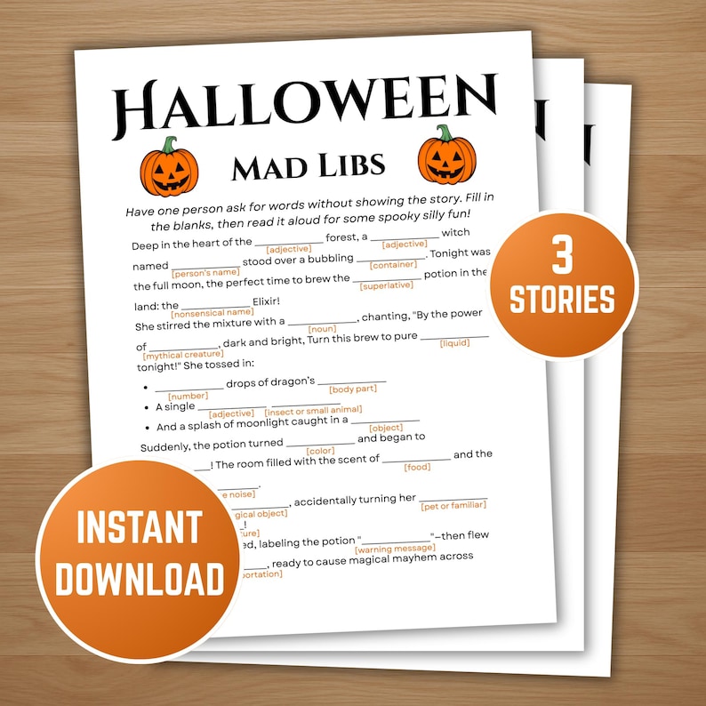 Halloween Mad Libs Game, Printable Spooky Story Game for Kids, Teens ...