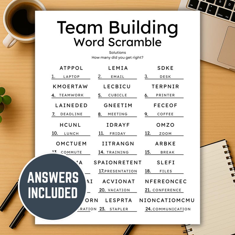 Team Building Word Scramble Game, Printable Work Activity, Corporate ...