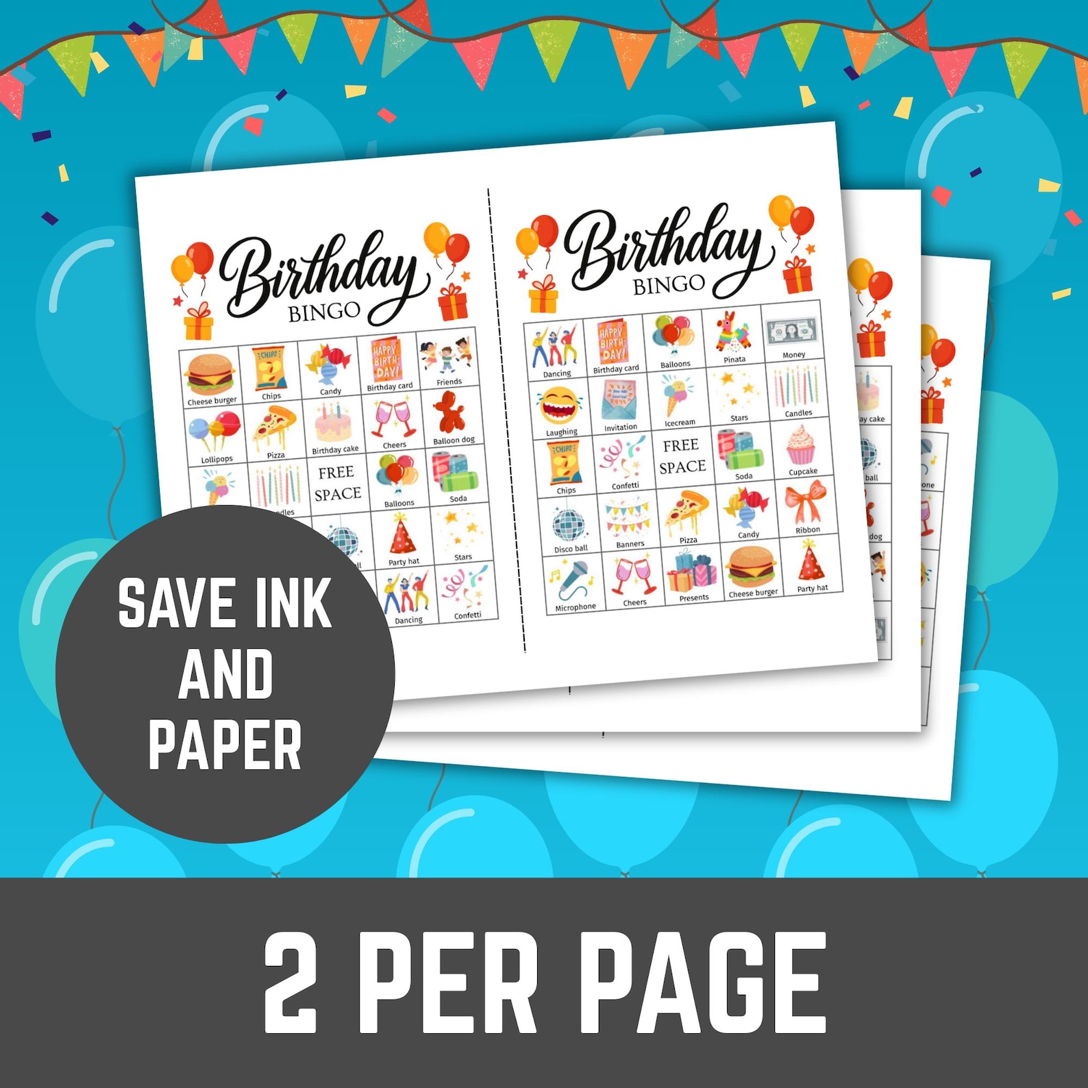 Birthday Bingo Game Printable, 30 Stylish Red/yellow Party Cards in ...