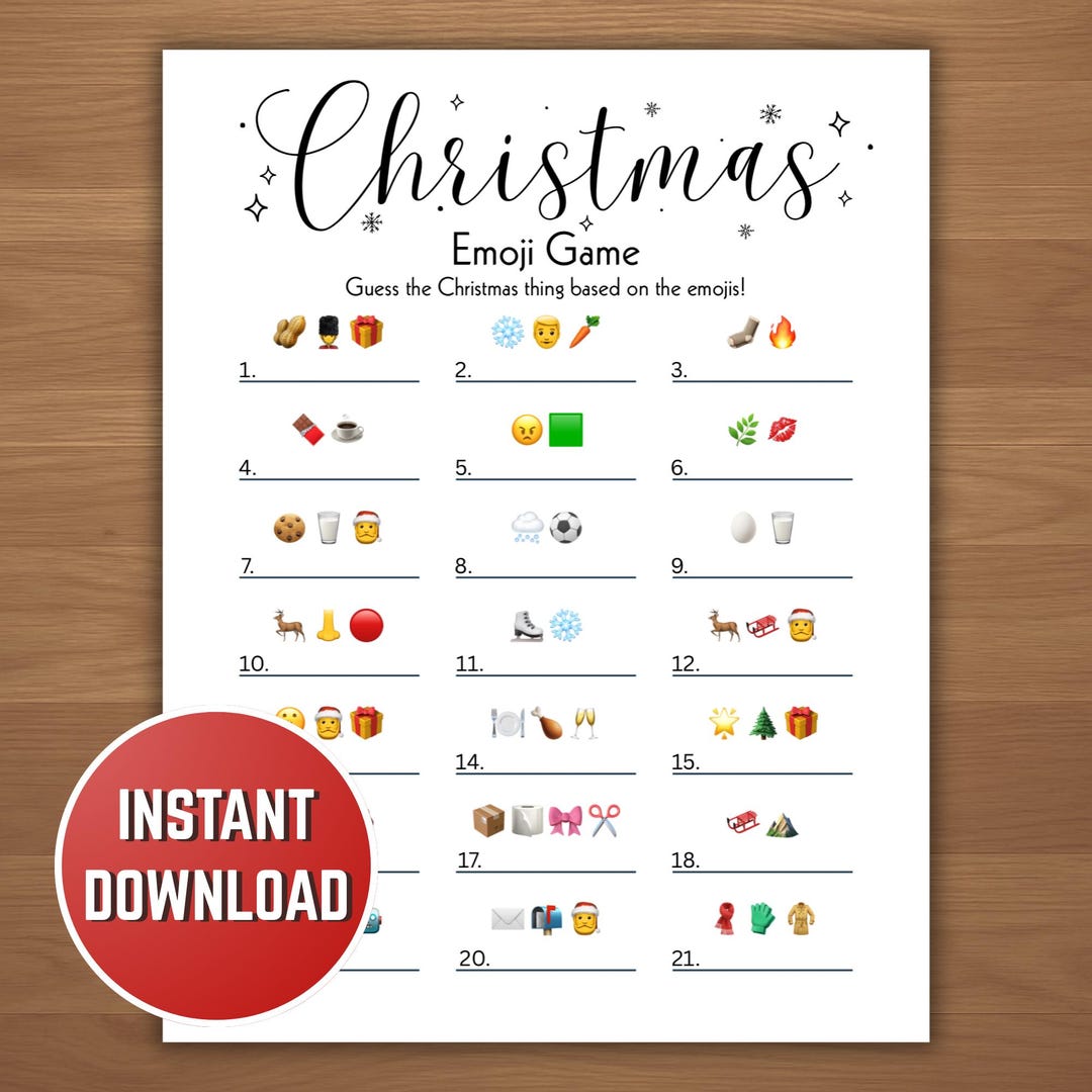 Christmas Emoji Game, Printable Festive Winter Game, Christmas Eve ...