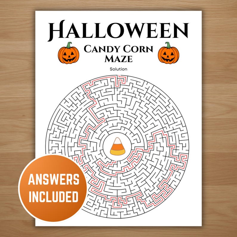Halloween Maze Game, Candy Corn Maze Activity, Spooky Halloween Game ...