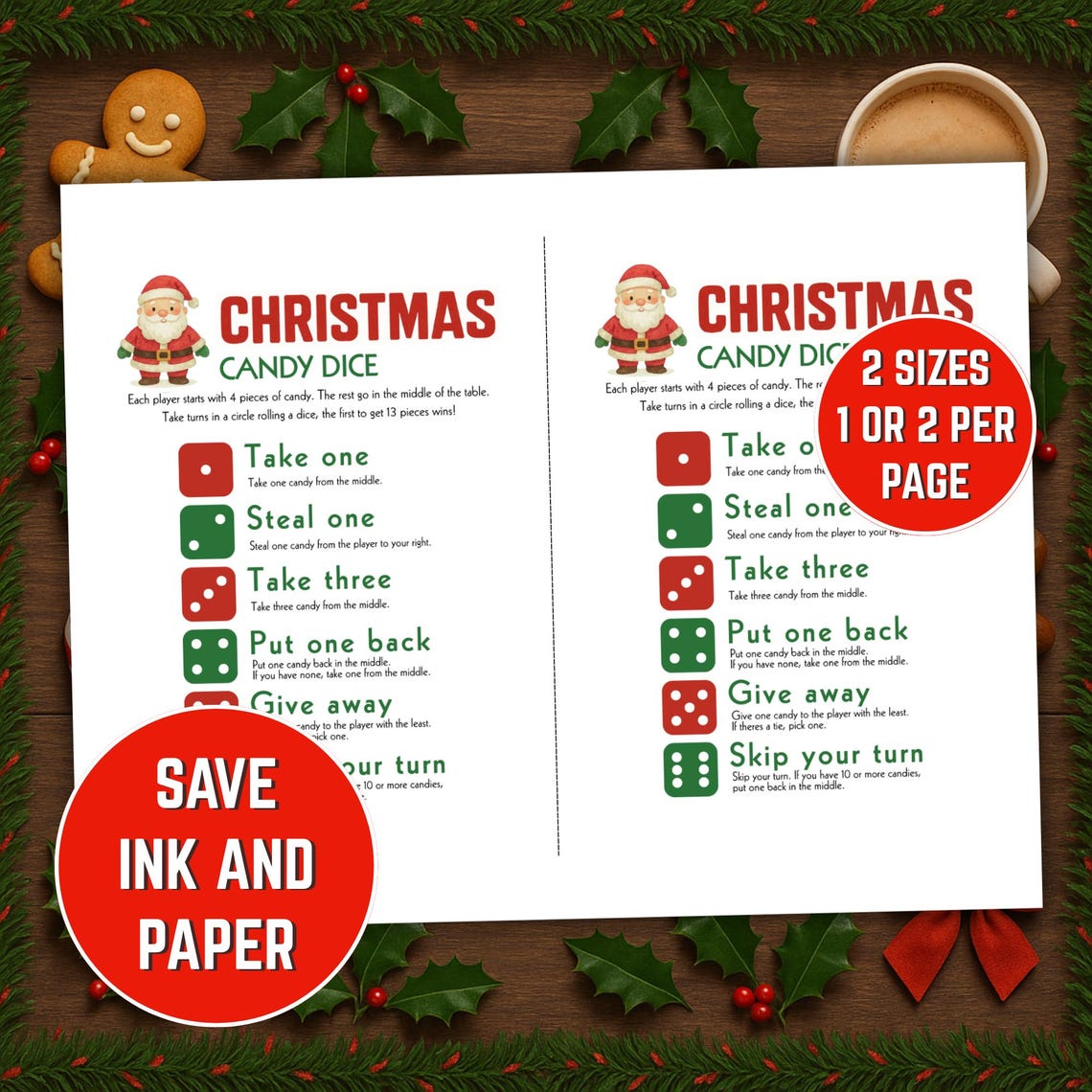 Christmas Candy Dice Game Printable, Fun Holiday Party Game for Kids ...