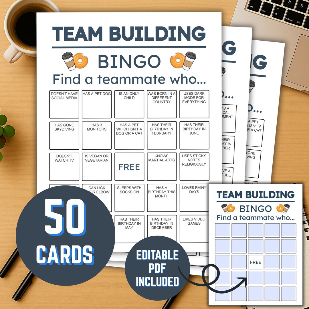 Team Building Bingo, Office Bingo, Get to Know You Bingo, Printable ...