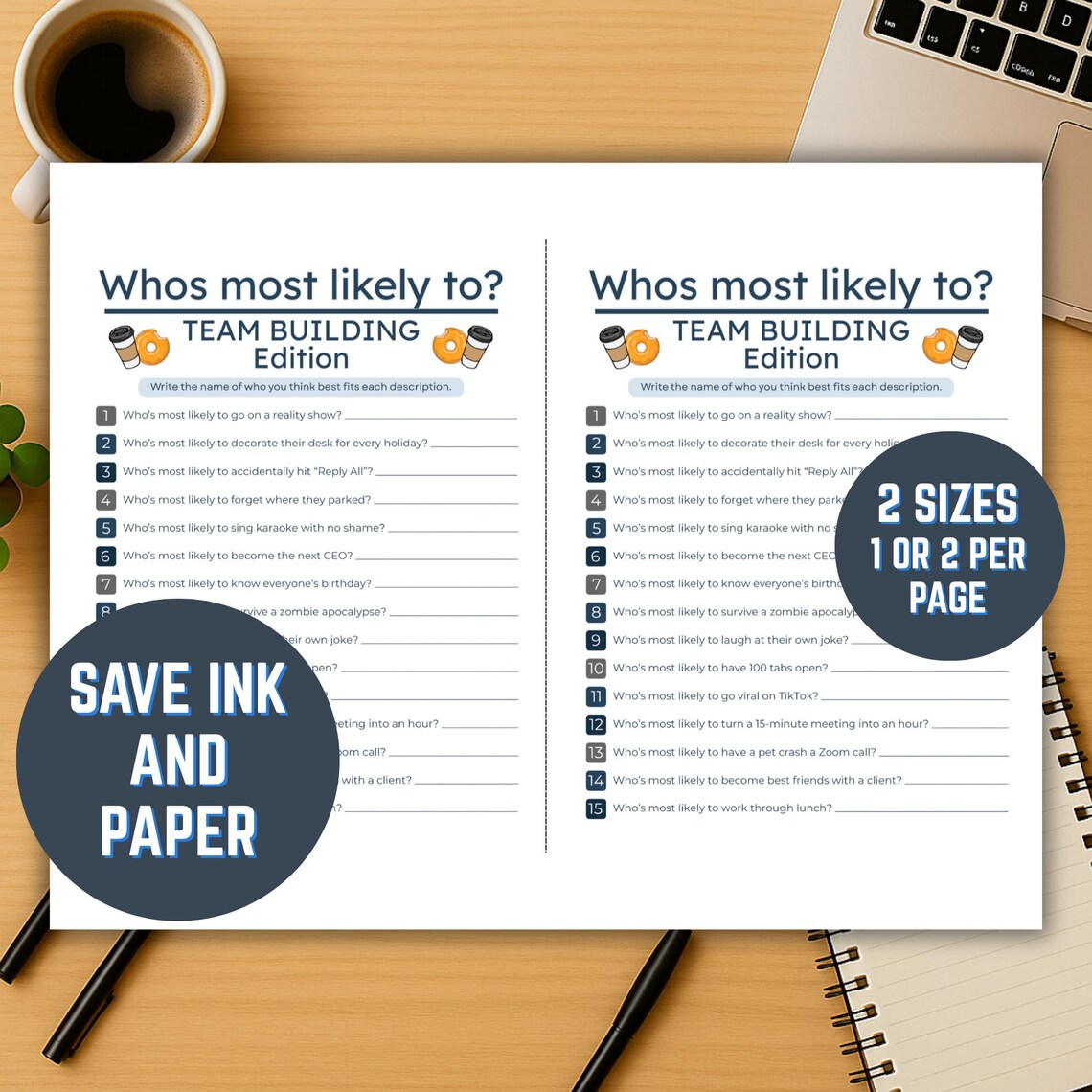 Office Who’s Most Likely to Game Printable, Fun Work Games, Team ...