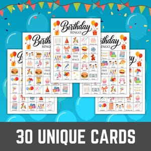 Birthday Bingo Game Printable, 30 Stylish Red/yellow Party Cards in ...