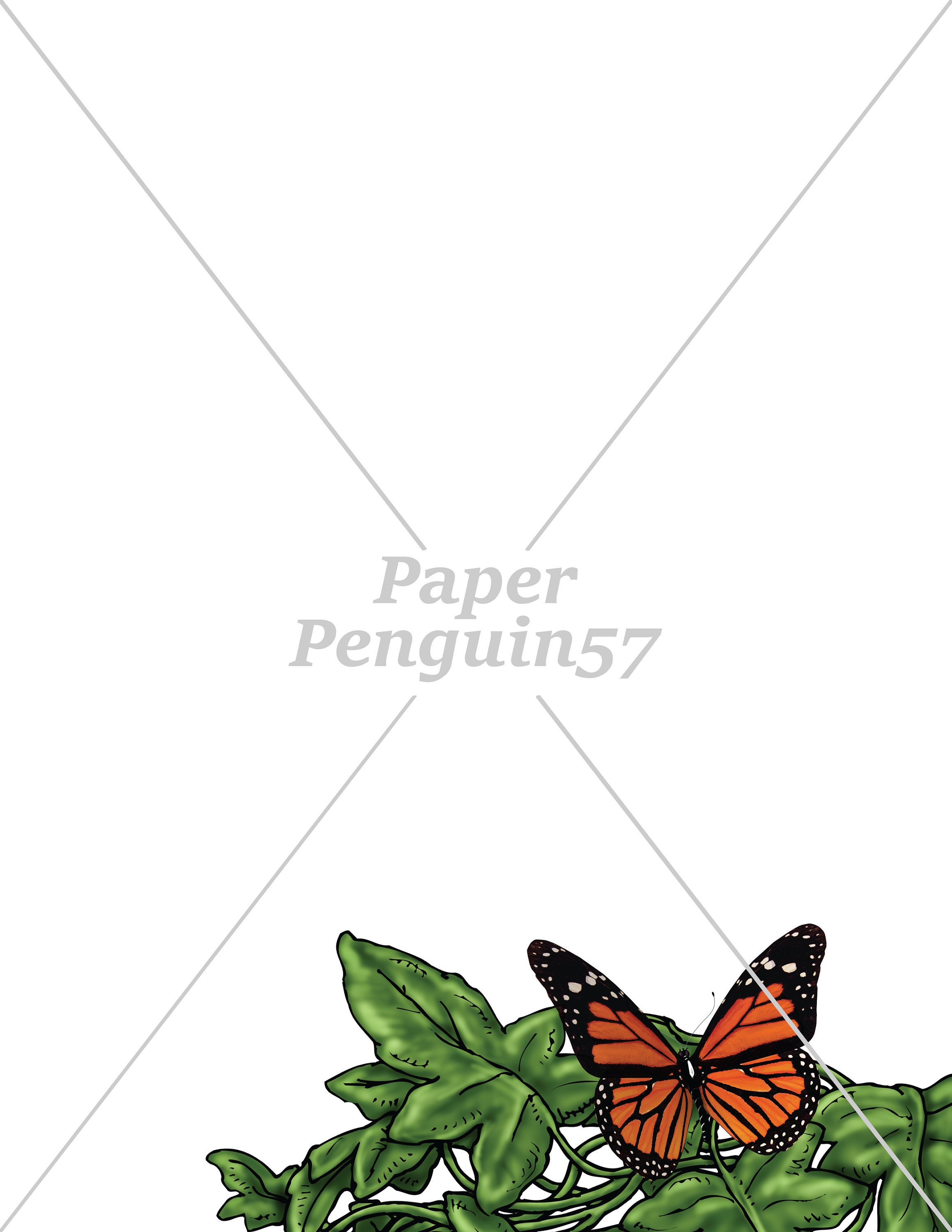 Digital Stationery Butterfly Paper | Pretty Monarch Orange Black ...