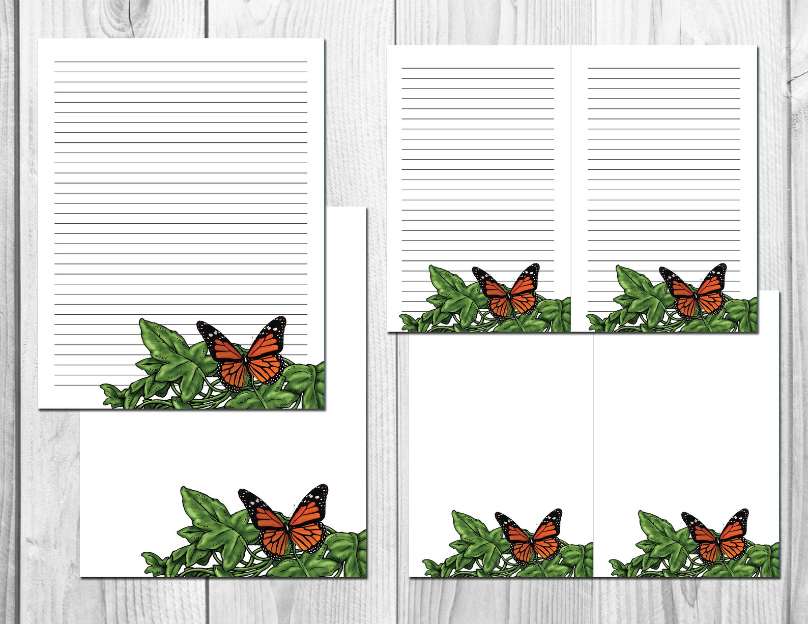 Digital Stationery Butterfly Paper | Pretty Monarch Orange Black ...