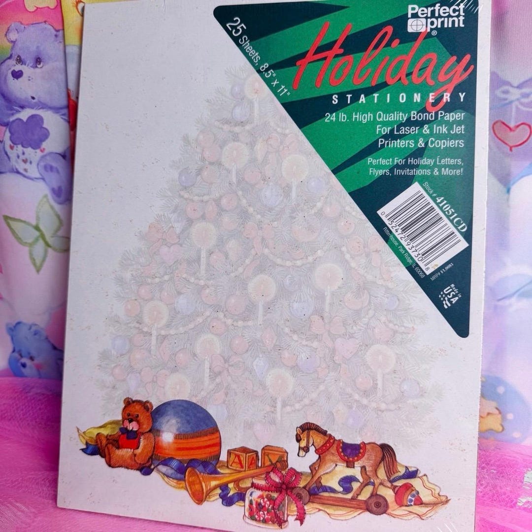 Vintage Holiday Stationery Set – 1990s Santa Paper, 25 Sheets ...