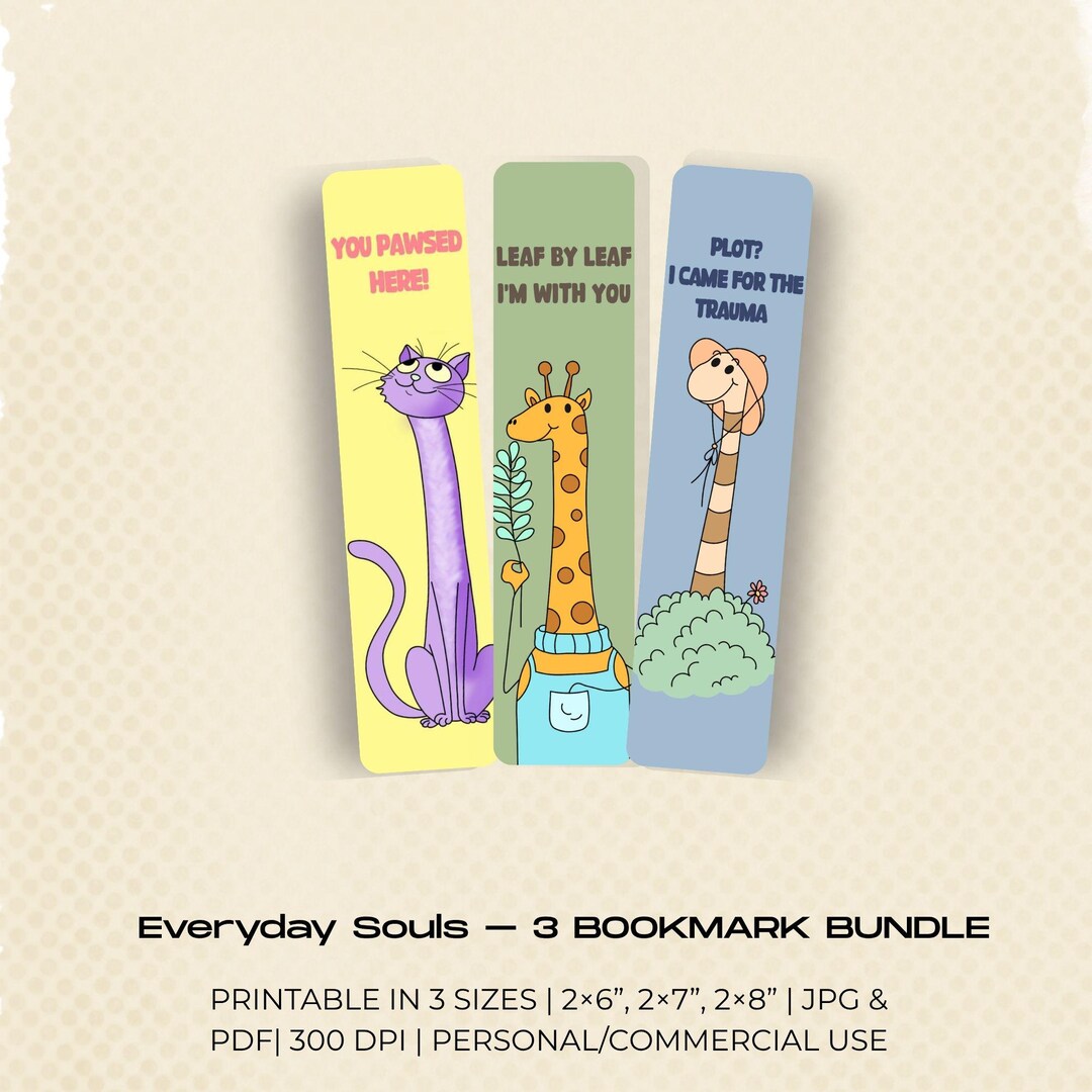 Tall Tails Printable Bookmark Set | Hand-drawn Bookmarks in 3 Sizes ...